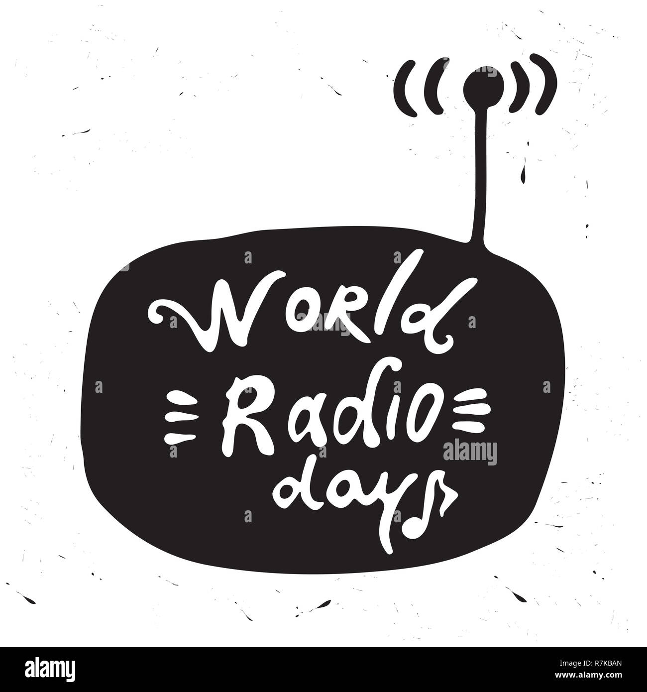 Hand drawn lettering World Radio Day Stock Photo - Alamy