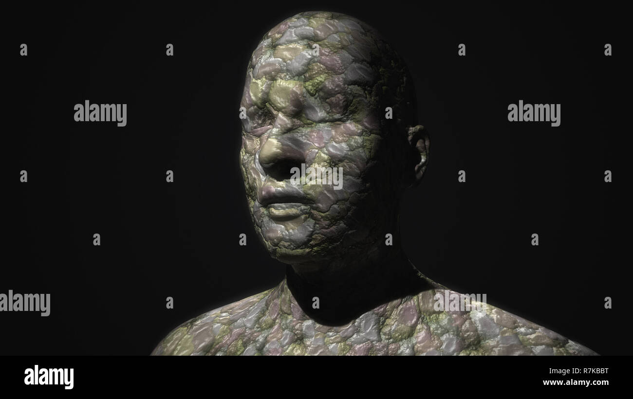 3d render. Head Human shattered portrait Stock Photo - Alamy