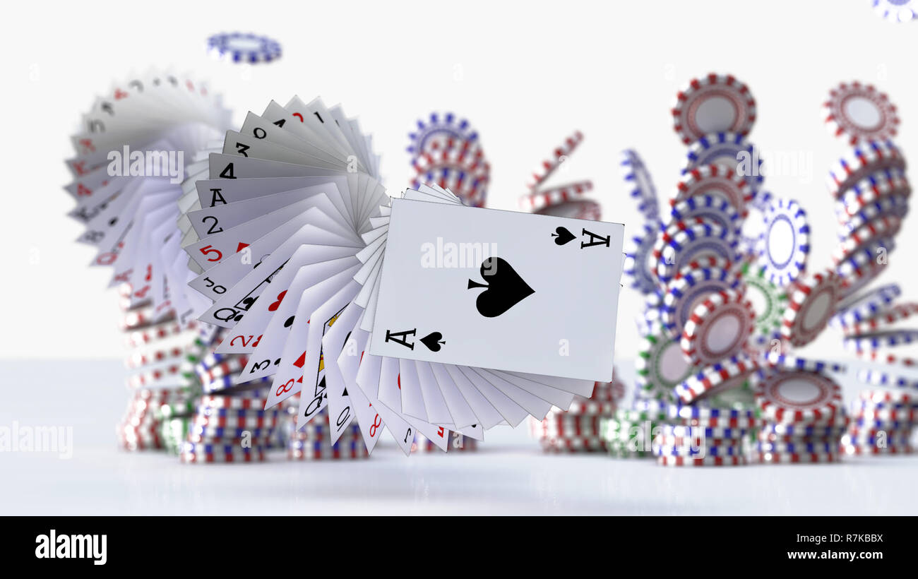 3d render Poker cards falling Stock Photo - Alamy