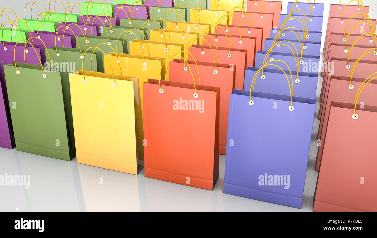 3d rendering. Colored shopping bags Stock Photo - Alamy