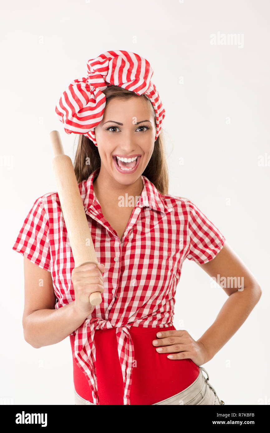 Woman with rolling pin hi-res stock photography and images - Alamy