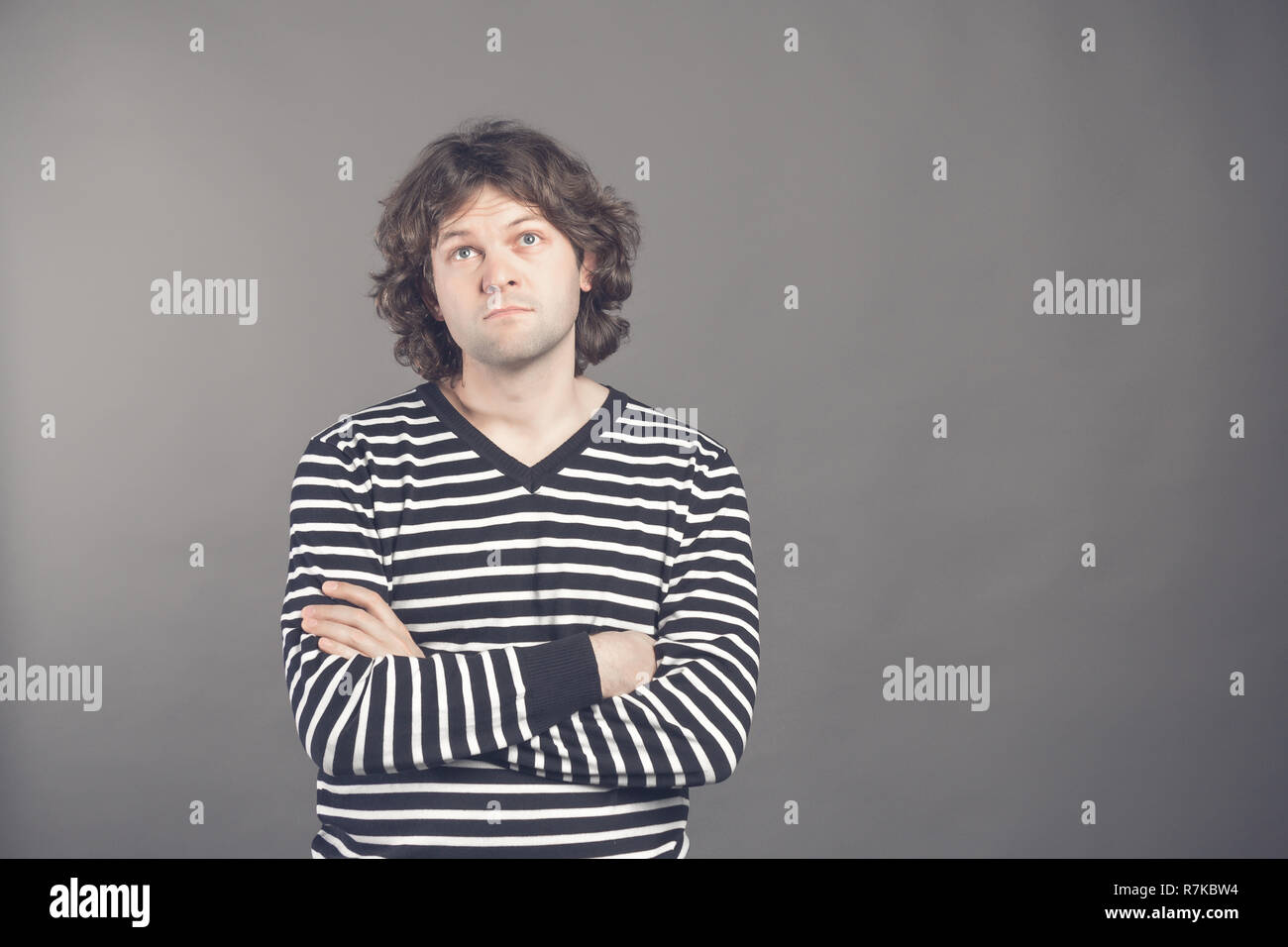 Upset gloomy handsome male feeling unhappy missing chance buy tickets ...