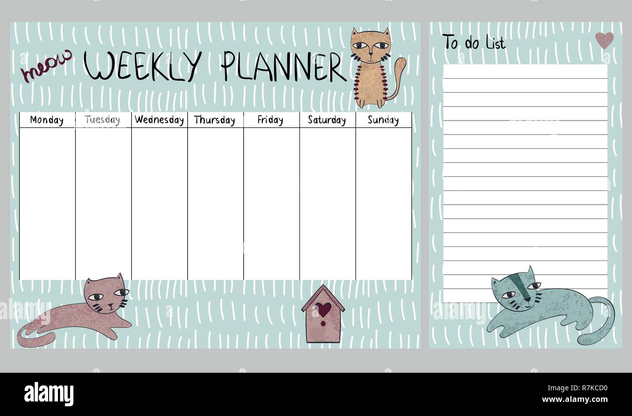 Printable Weekly Planner Stock Vector Images - Alamy