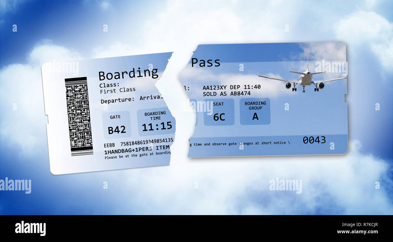 Flight cancelled concept image with ripped flight ticket - The image is ...