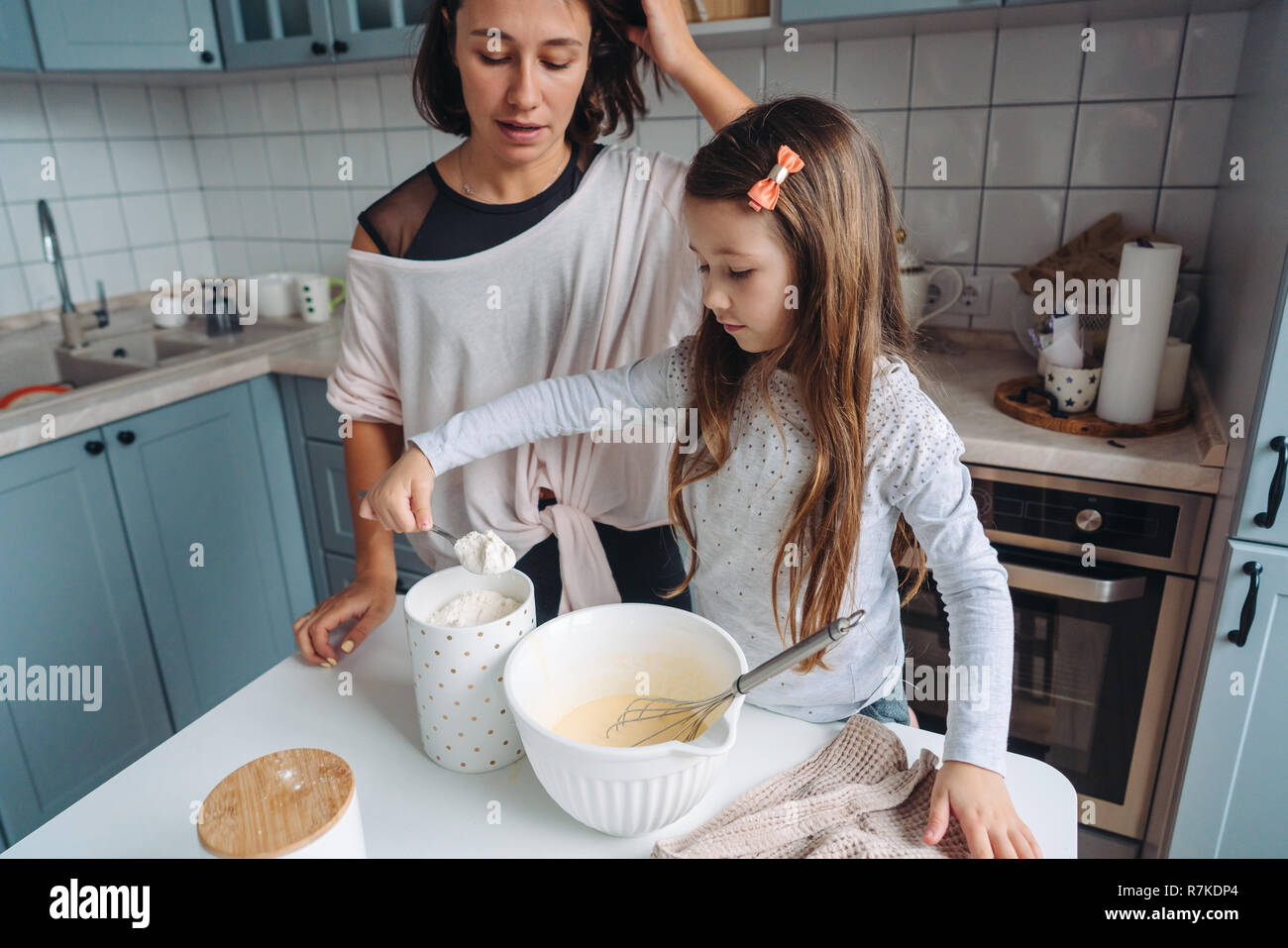 happy family cook together in the kitchen Stock Photo - Alamy