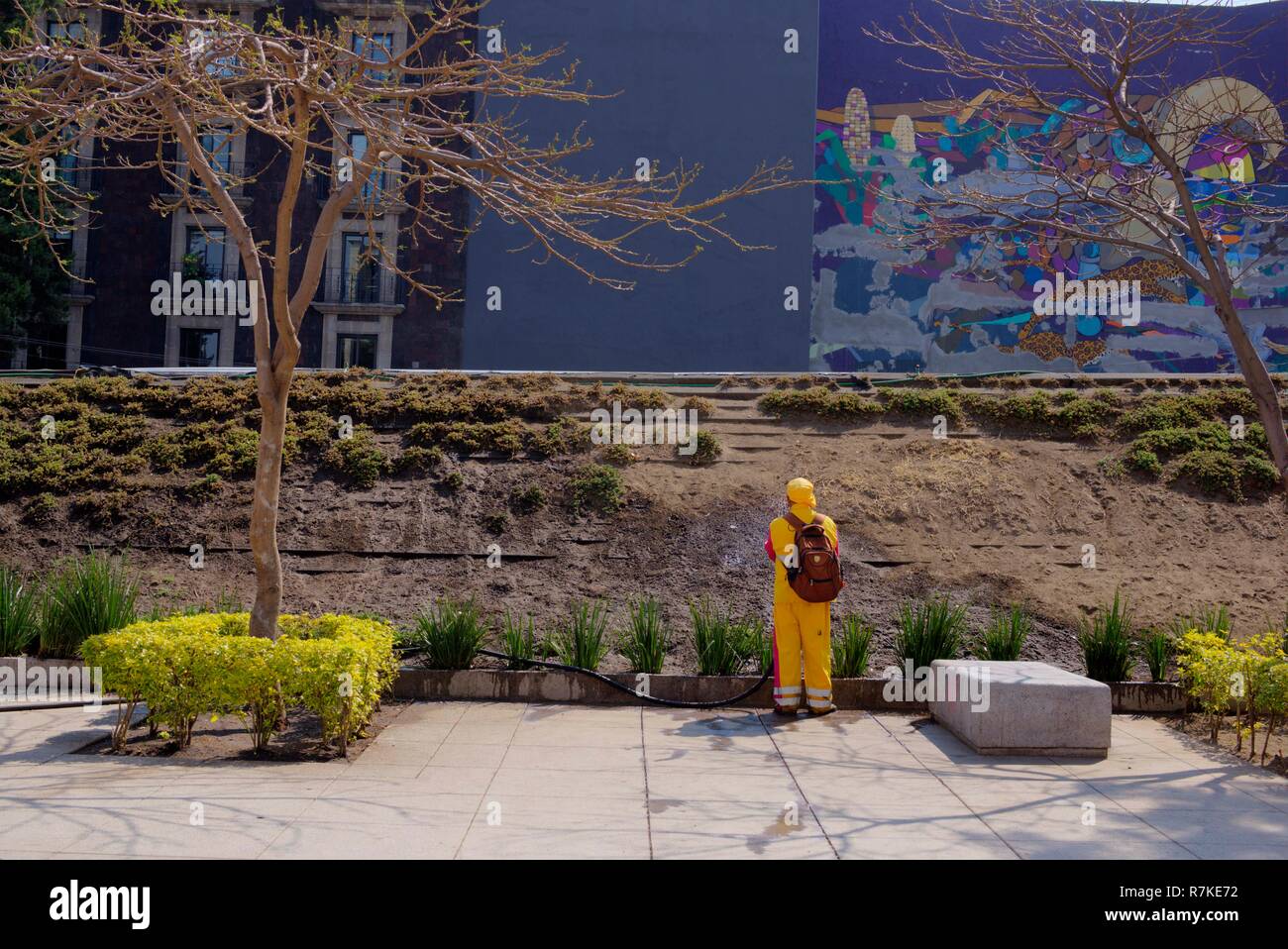 Mexico City Street Cleaner Stock Photo - Alamy