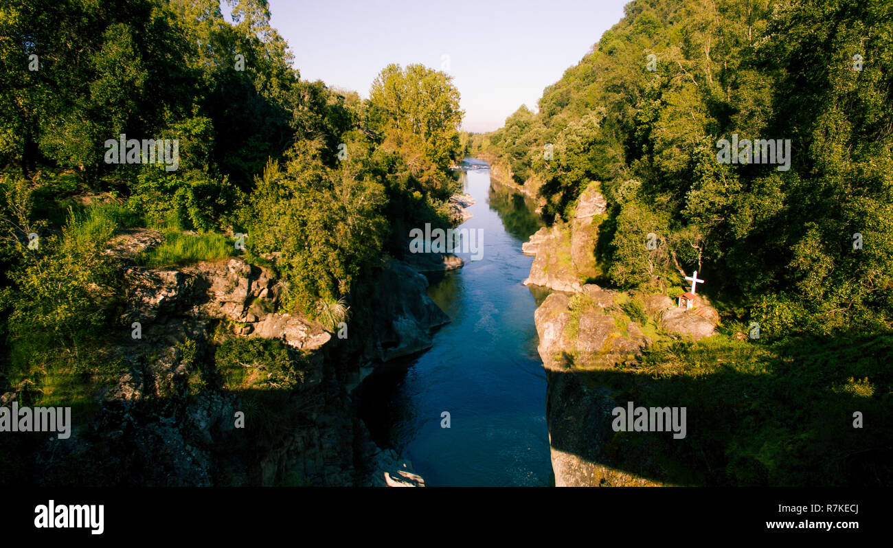 Chilean andes river. Chilean aerial view landscape Stock Photo - Alamy