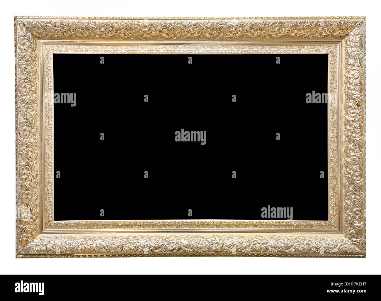 Antique rectangular golden frame isolated on white background Stock ...