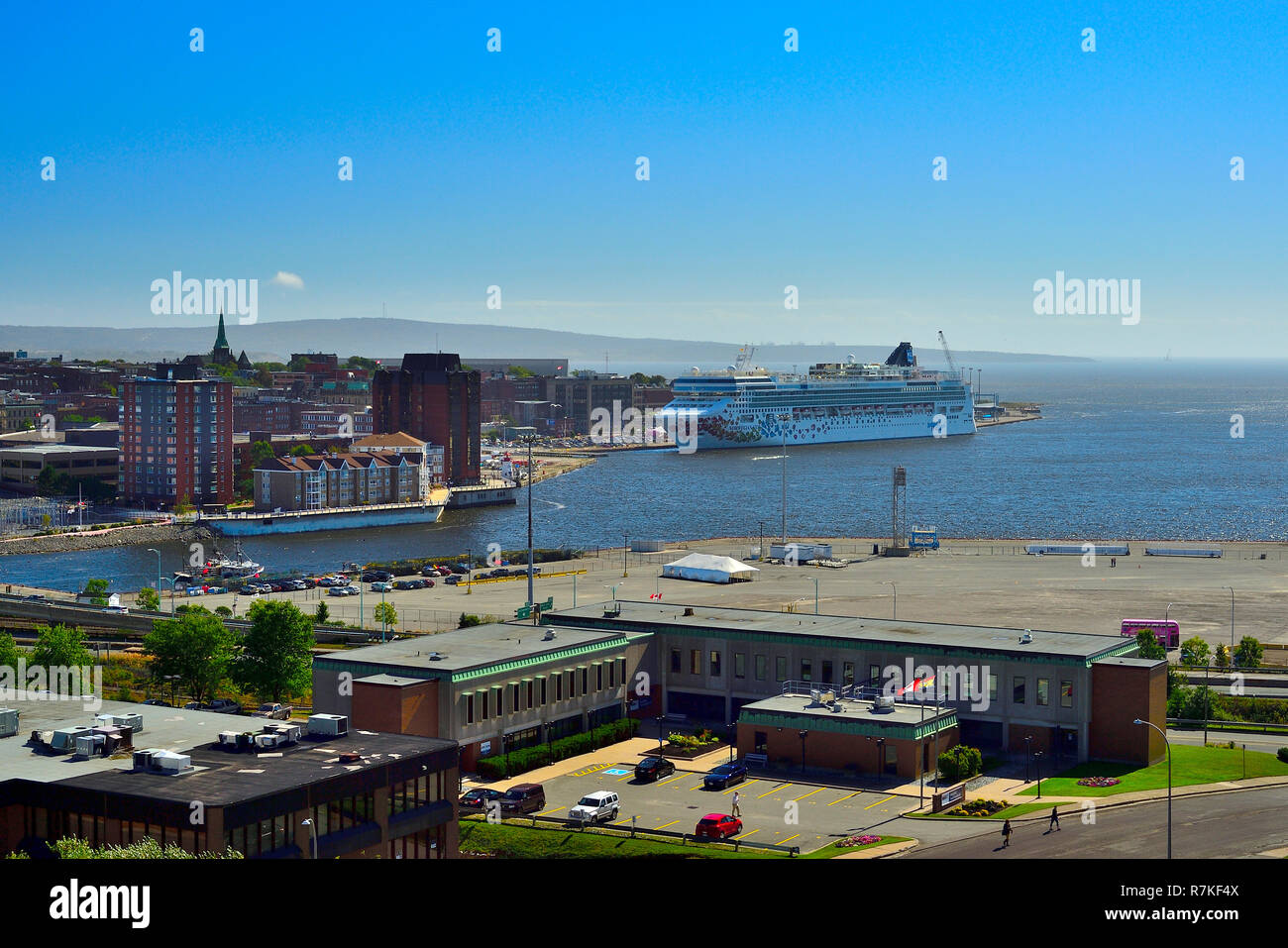 A landscape image of the harbour at Saint John on the Bay of Fundy in ...