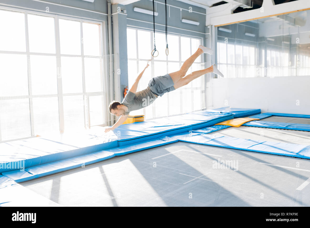 Falling of trampoline hi-res stock photography and images - Alamy