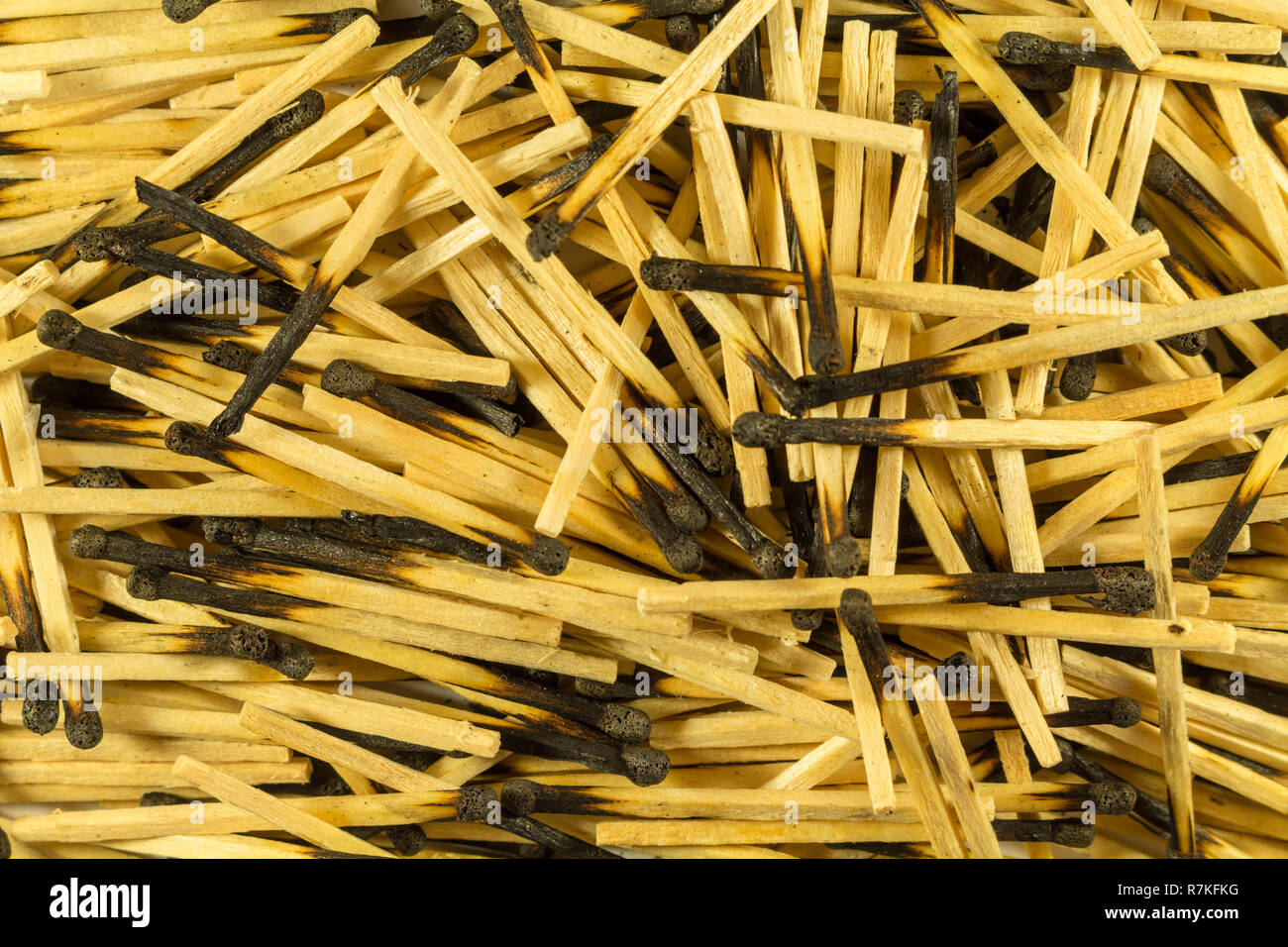 Burnt matches, big slide, close Charred heads Stock Photo - Alamy