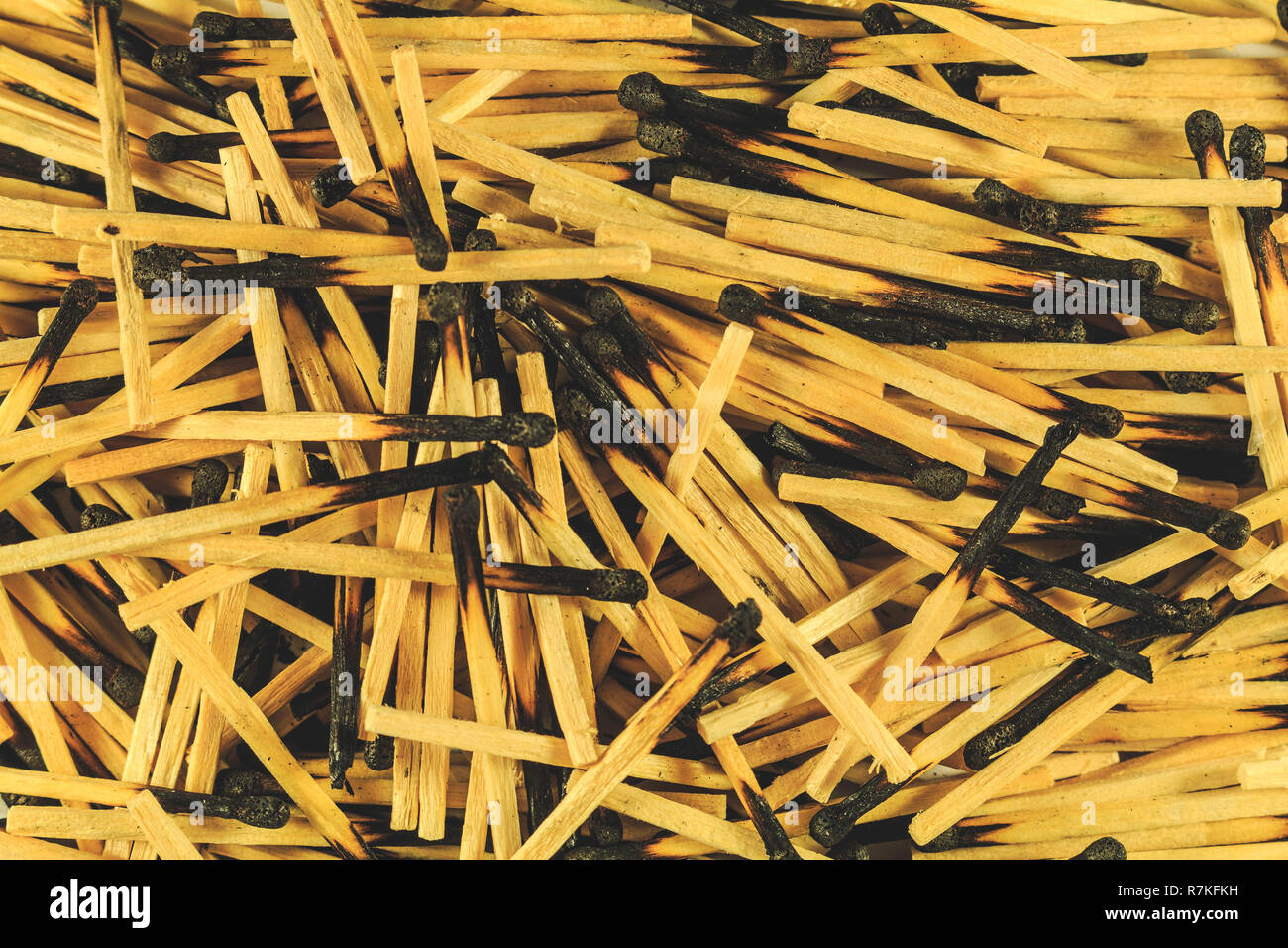 Burnt matches, big slide, close Charred heads Stock Photo - Alamy