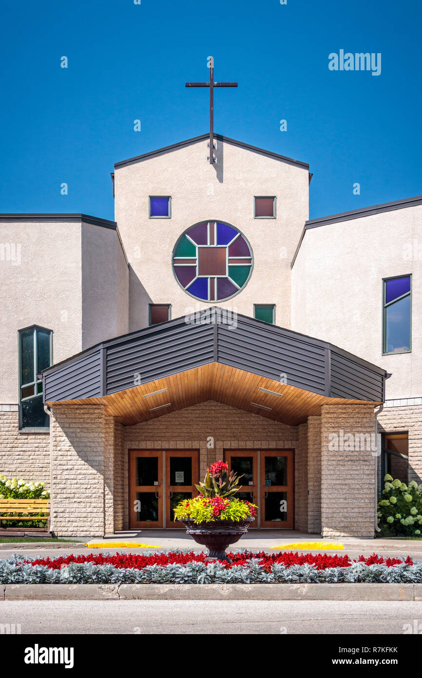 The east entrance of the Winkler Bergthaler Mennonite church, Winkler ...