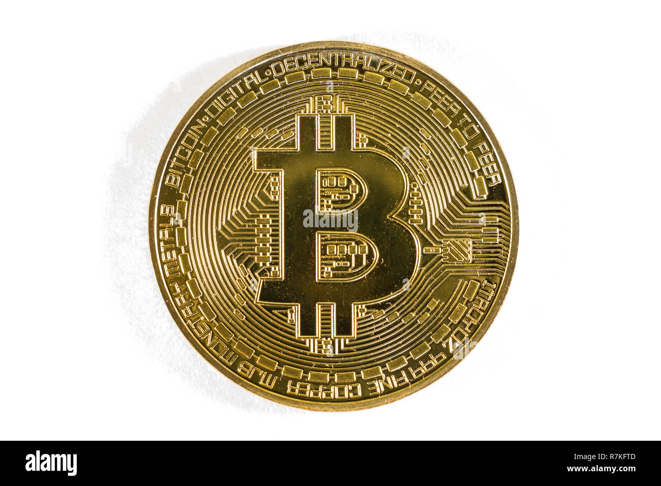 Close up golden bitcoin coin Cut Out Stock Images & Pictures - Alamy