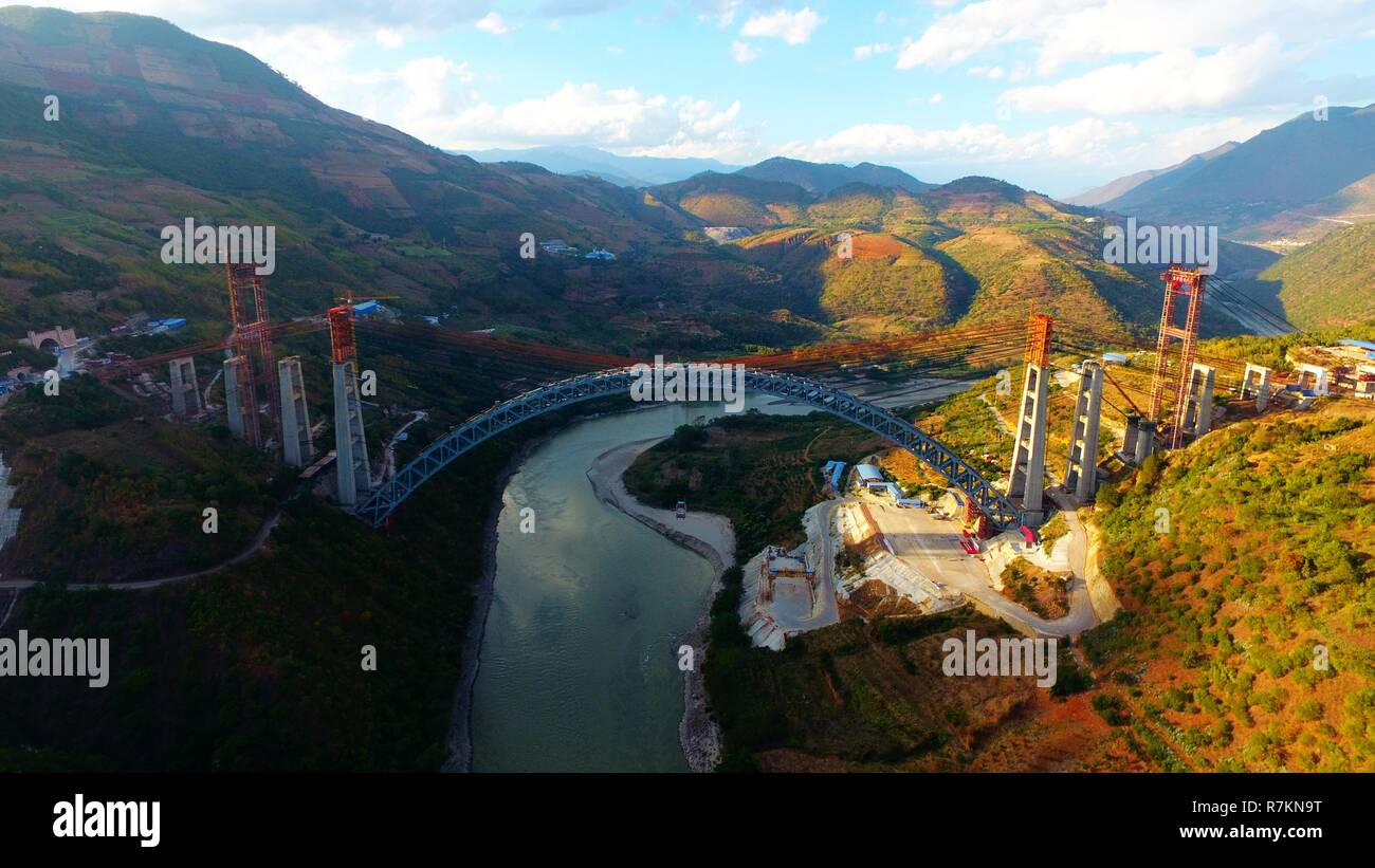 Kunming. 10th Dec, 2018. Aerial photo taken on Dec. 9, 2018 shows the ...