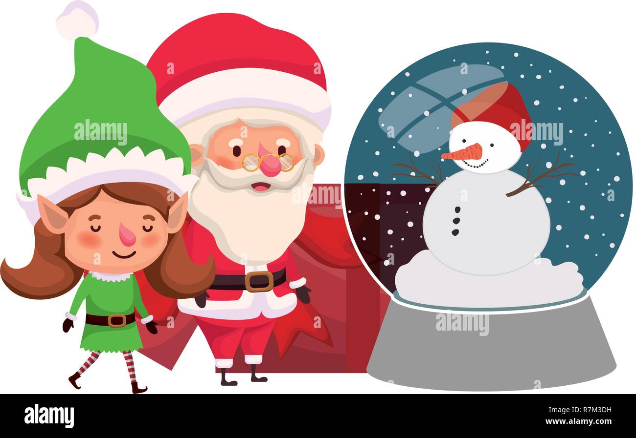 santa claus and elf woman with crystal ball Stock Vector Image & Art ...