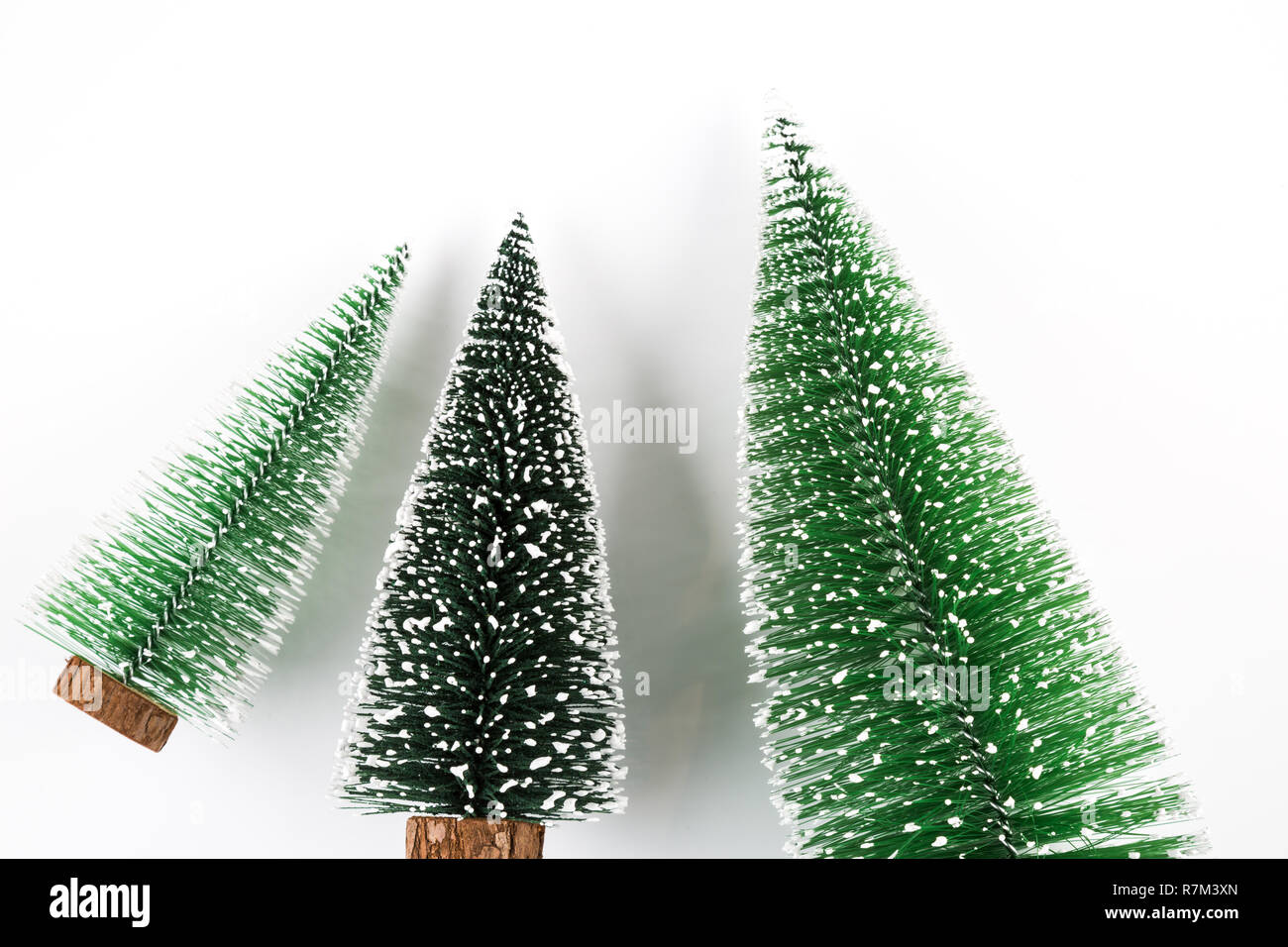 Top view of Christmas trees on white background Stock Photo - Alamy