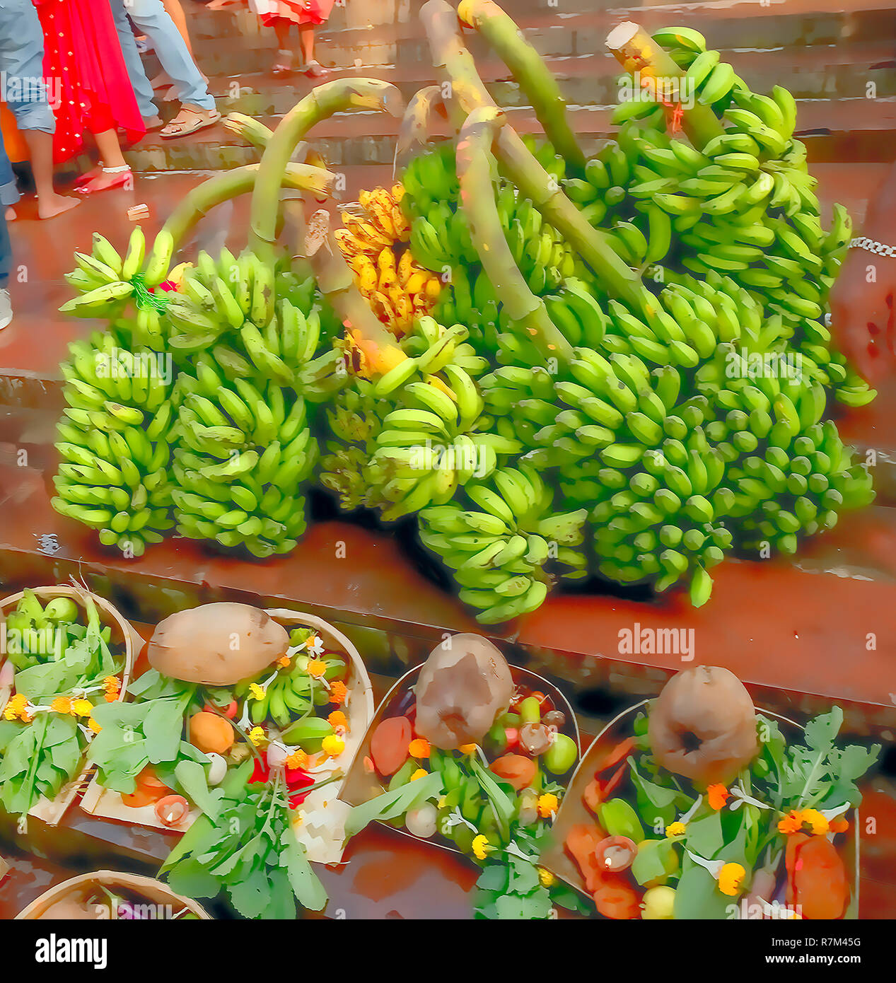 Offerings green banana hi-res stock photography and images - Alamy