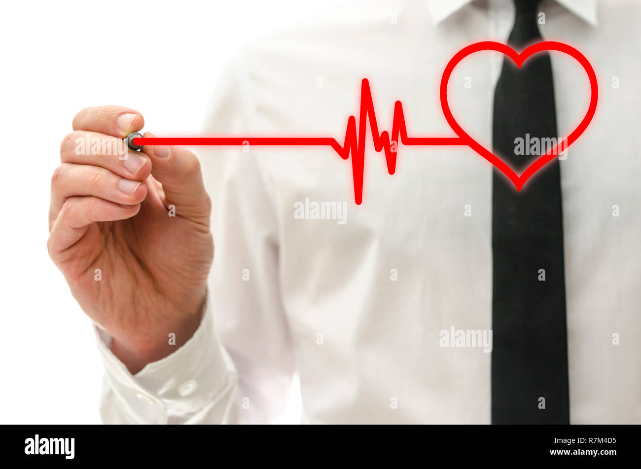 Drawing heart beating cardiograph on virtual screen Stock Photo - Alamy