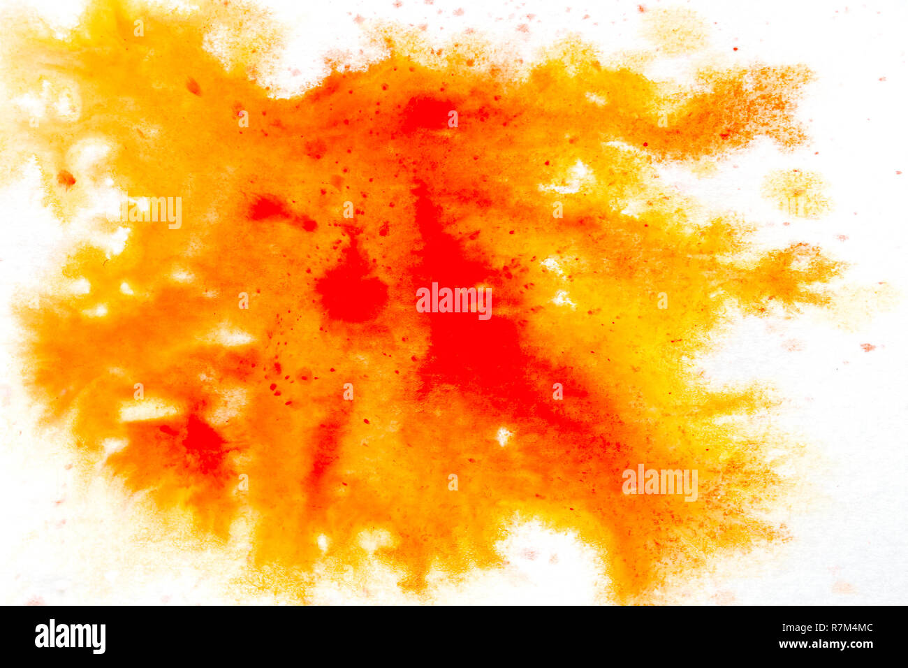 yellow orange, blurry spot of watercolor paint. background Stock Photo ...