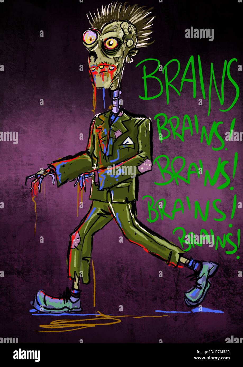 Zombie walking dead illustration Stock Photo - Alamy