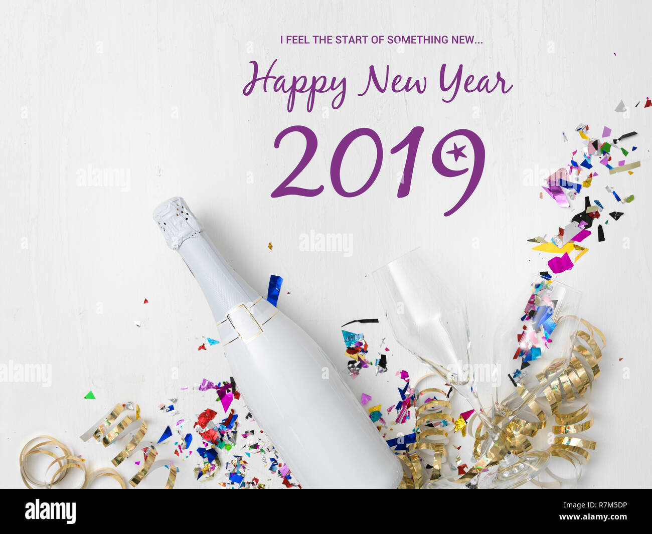 colorful new year background with many new year item on white ...
