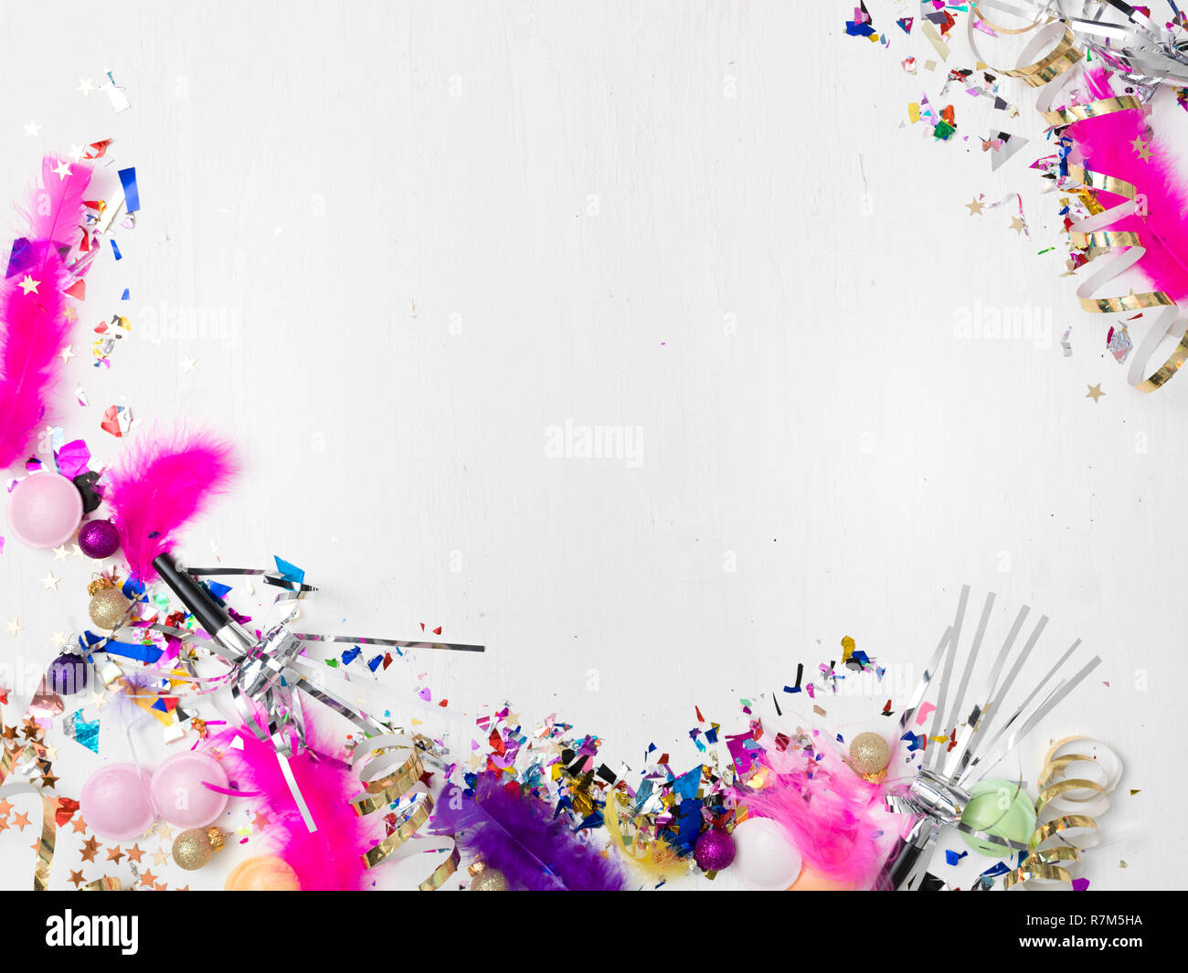 colorful new year background with many new year item on white ...