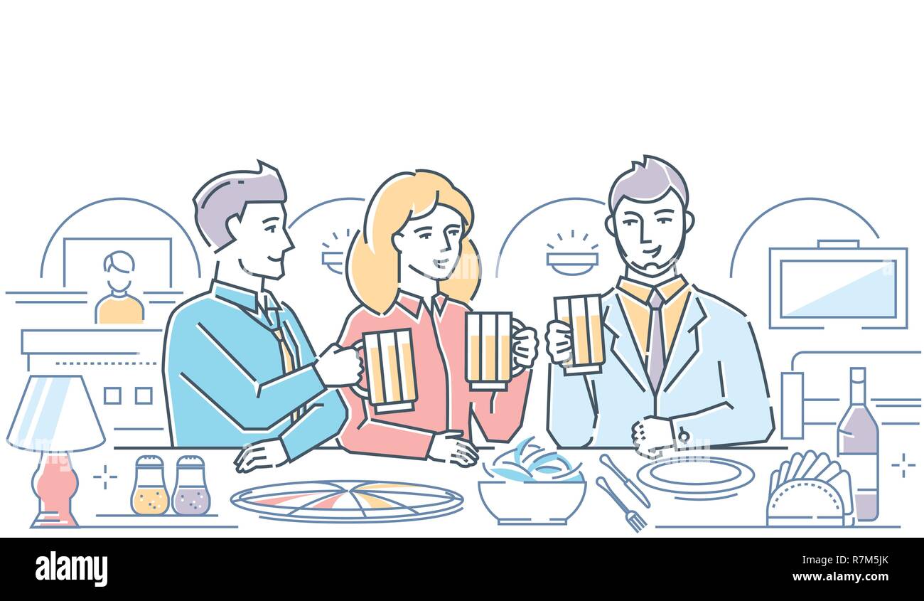 Corporate party - modern line design style illustration Stock Vector ...