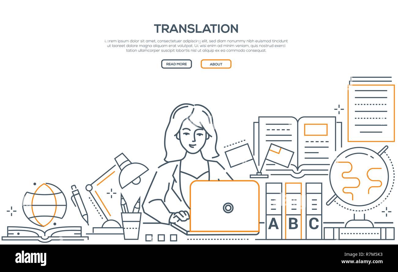 Translation - modern line design style web banner Stock Vector Image ...