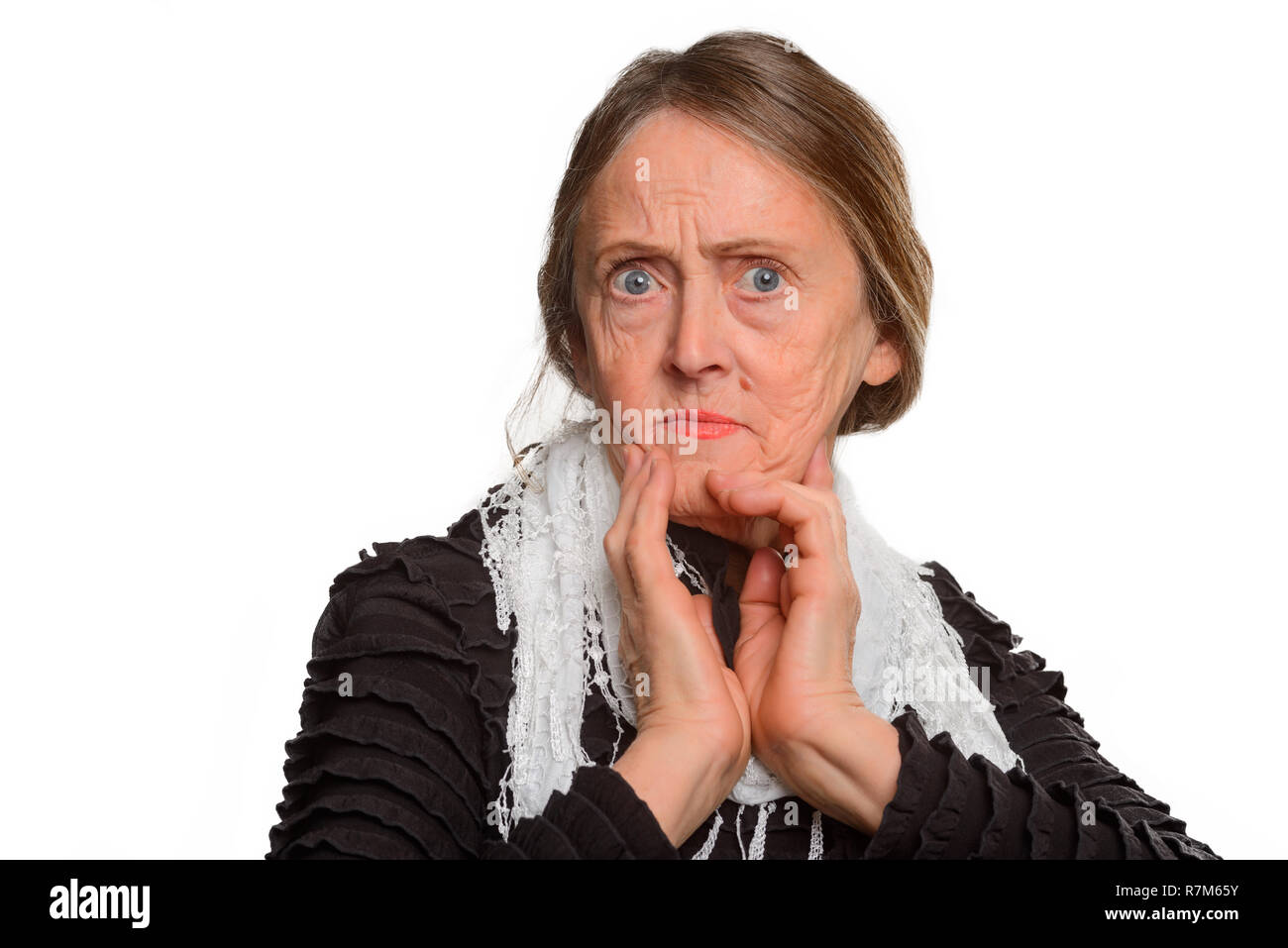 Old woman is worried Stock Photo - Alamy