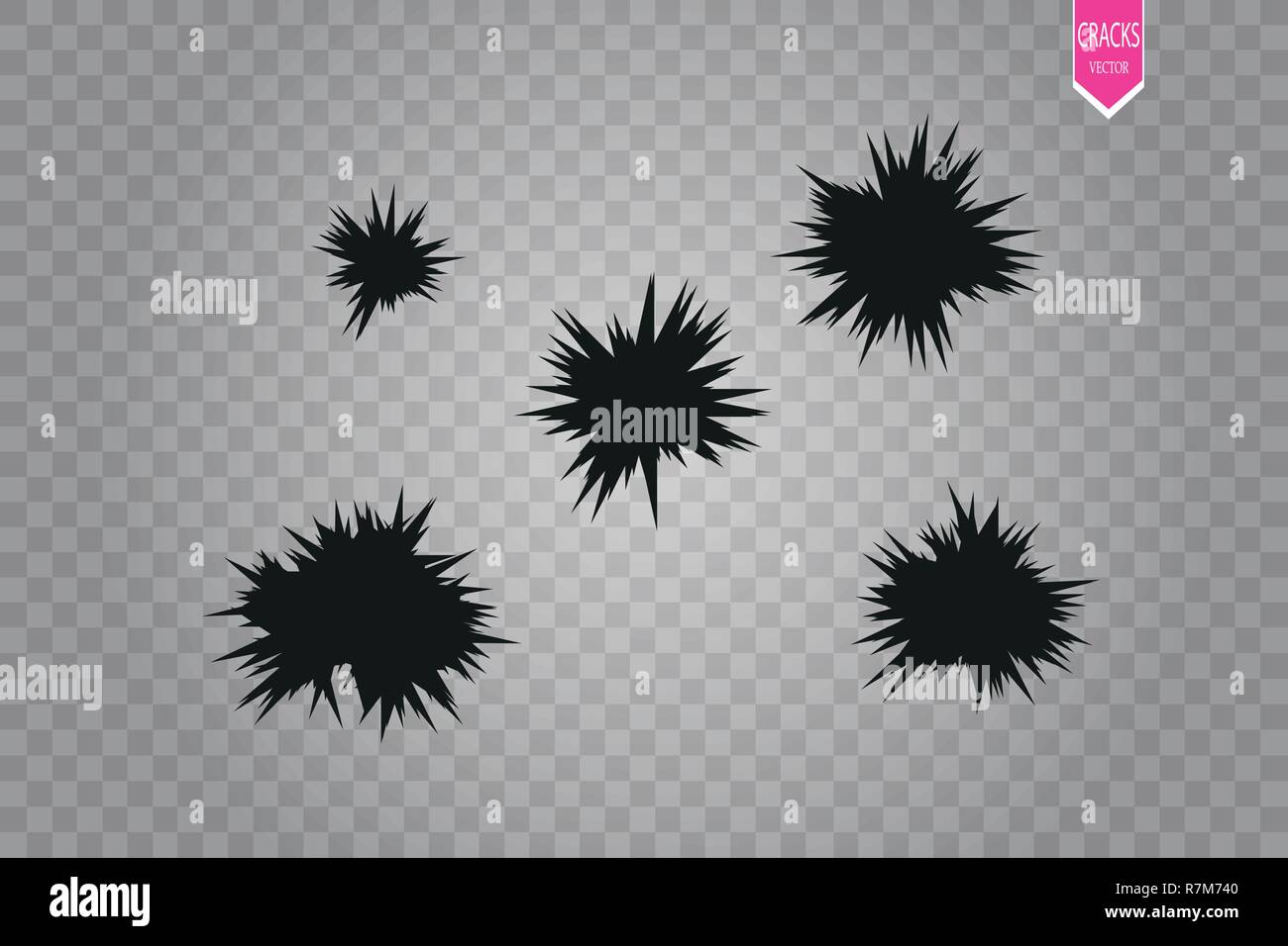 Rift on surface set on the checkered background. Crack on the wall or ...