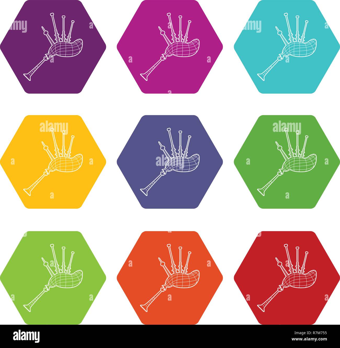 Bagpipe icons set 9 vector Stock Vector Image & Art - Alamy