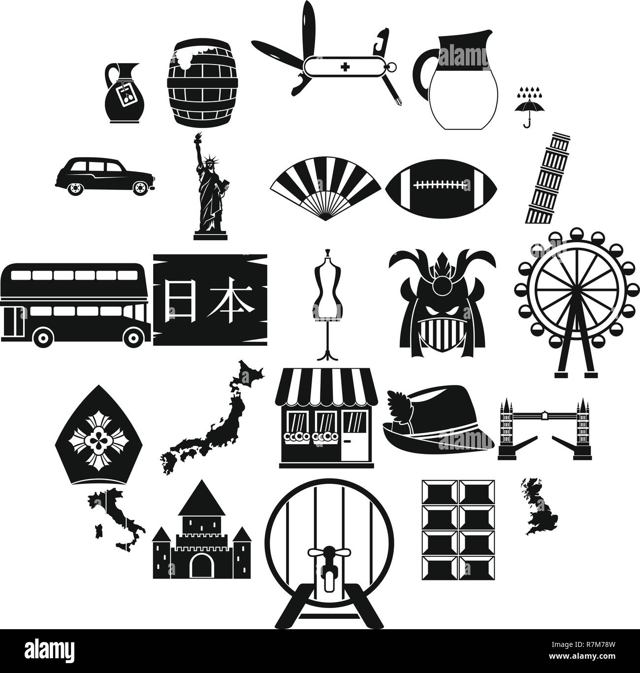 Explore the country icons set, simple style Stock Vector Image & Art ...