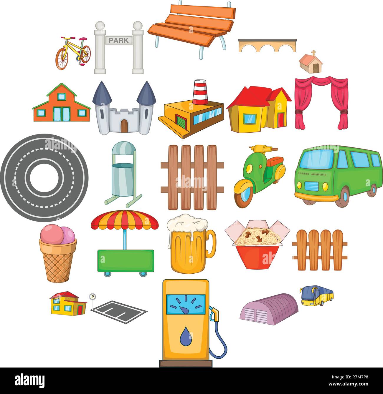 Town icons set, cartoon style Stock Vector Image & Art - Alamy