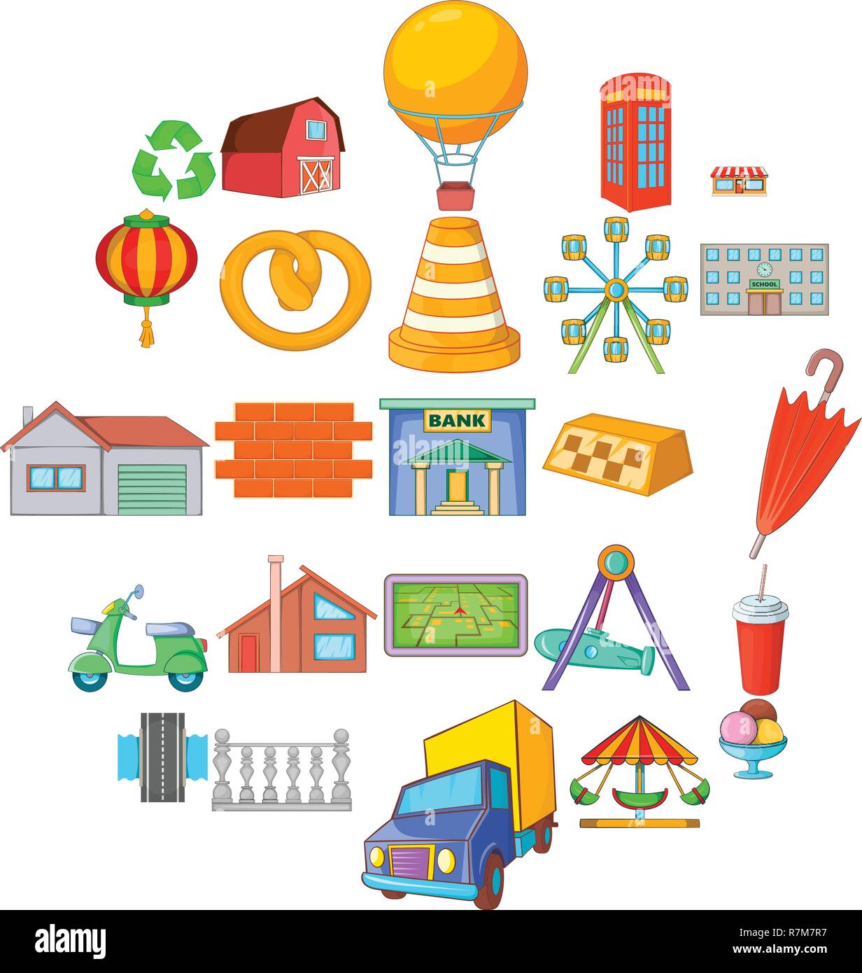 Place icons set, cartoon style Stock Vector Image & Art - Alamy
