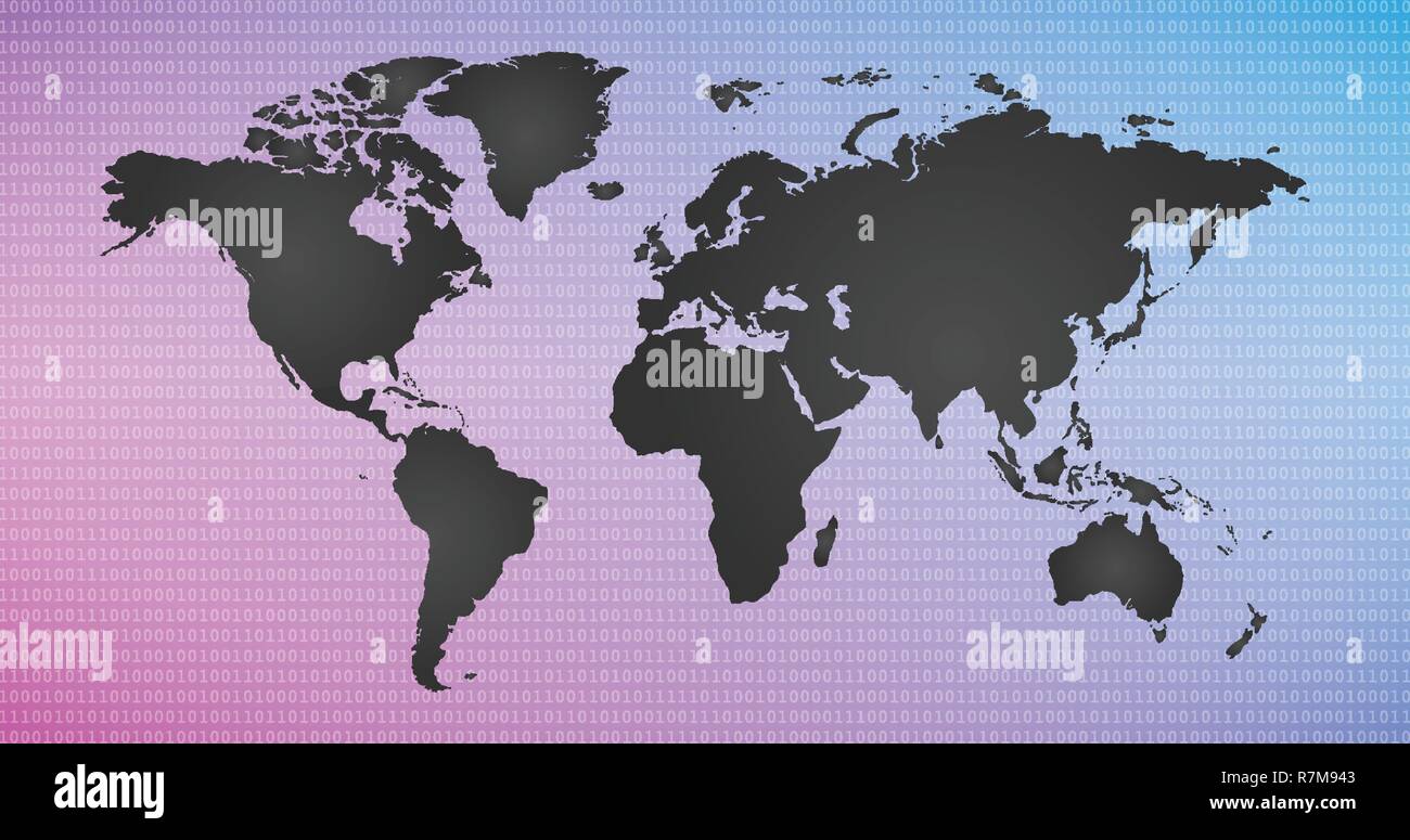 Digital Vector Colorful Background With World Map Information World Cyber Security Digital