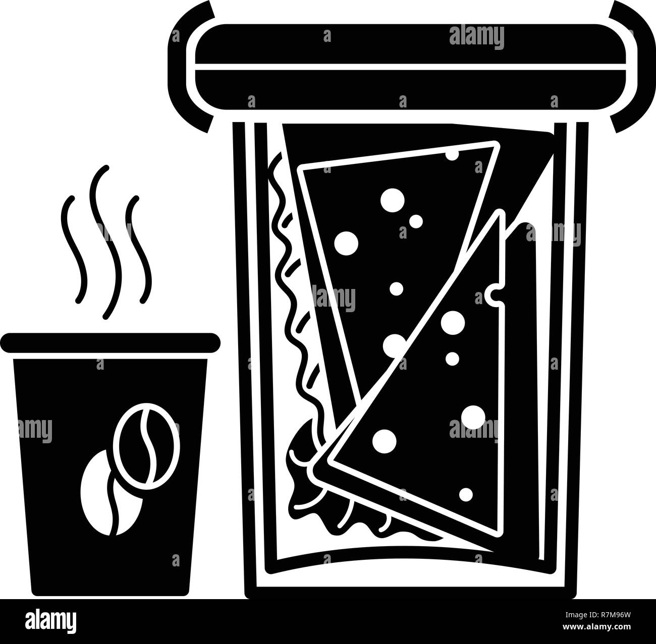 Lunch box and hot coffee icon, simple style Stock Vector Image & Art ...