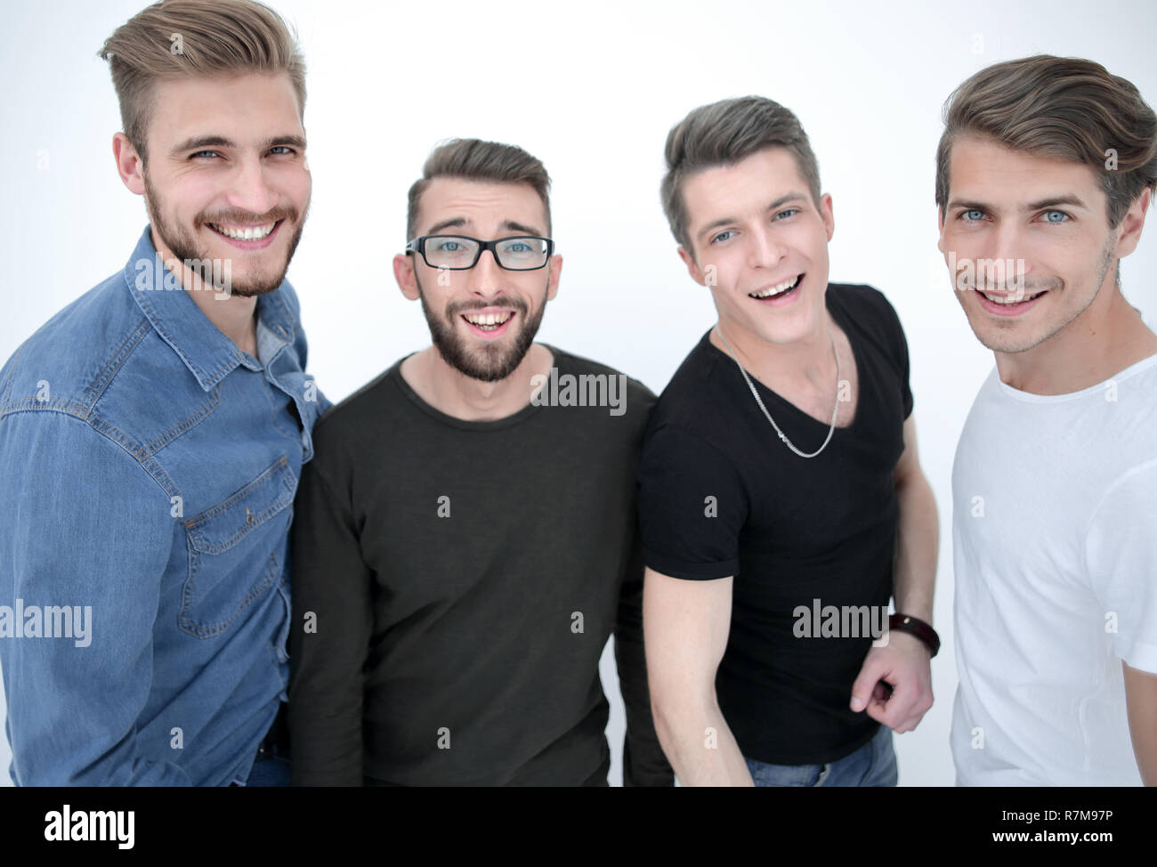 close up.a group of happy guys Stock Photo - Alamy