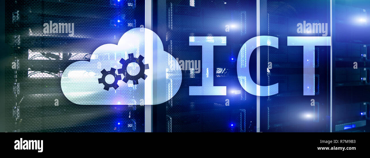 ICT - information and communications technology concept on server room ...