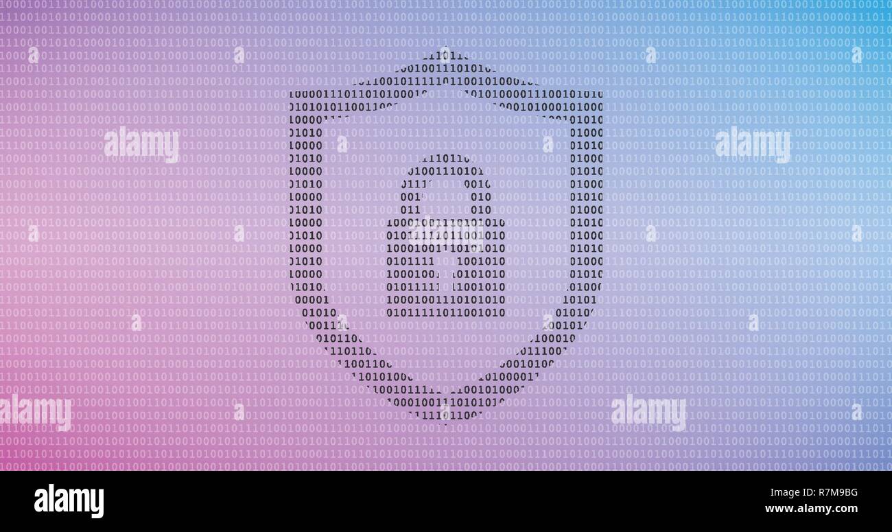 Internet technology cyber security data concept with binary digits and shield lock colorful ...