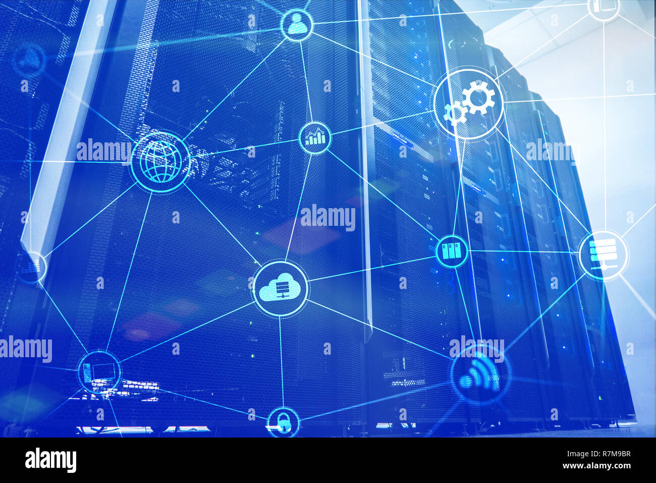 Technology infrastructure cloud computing and communication. Internet ...