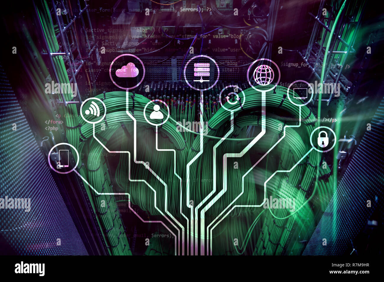 IOT, Internet of things, telecommunication concept. Data center, server ...