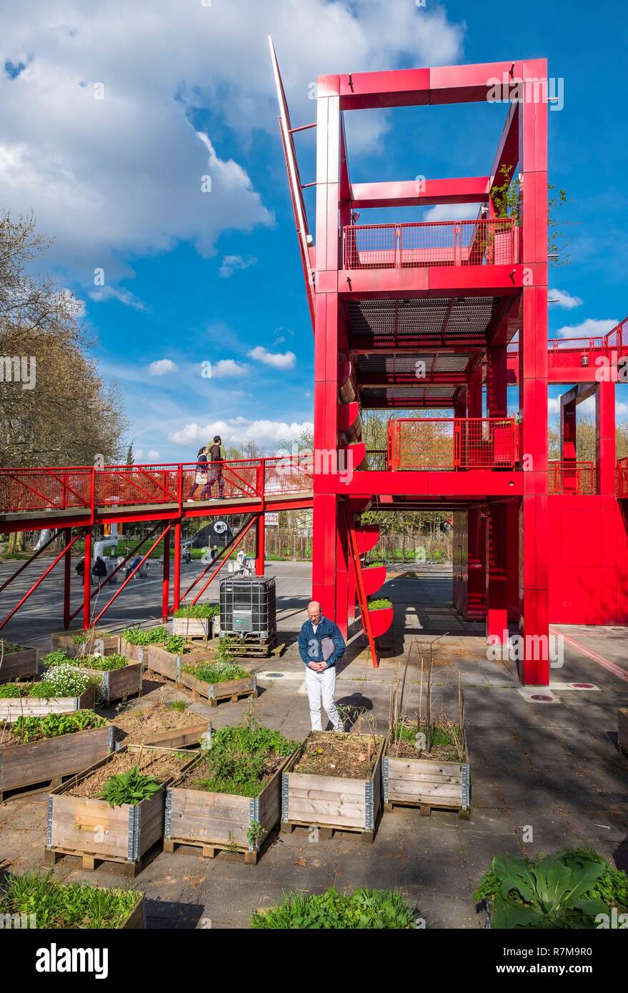 France, Paris, La Villette park, the follies, 26 red buildings that ...