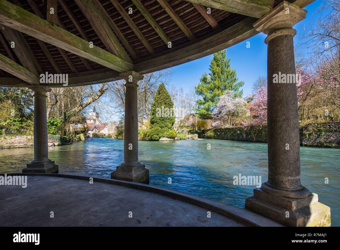 France, Cote-d'Or, Beze, the semicircular Sisters wash-house adjoining ...