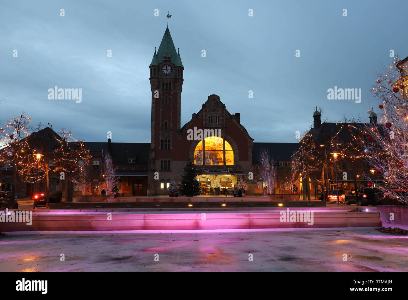 Colmar train station in Alsace, France. Colmar is the third-largest ...