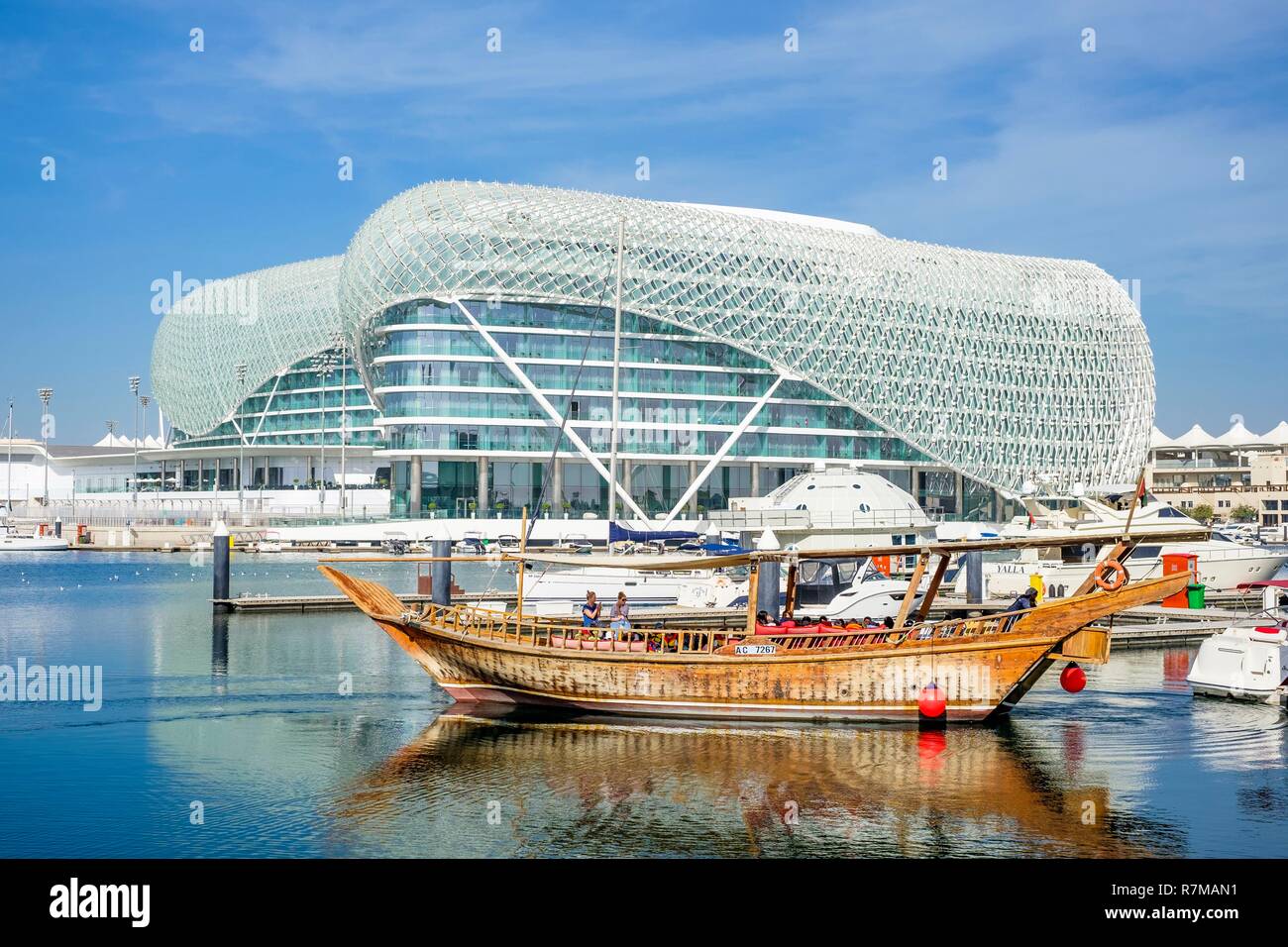 United Arab Emirates, Abu Dhabi, Yas island, the marina and Yas Viceroy ...