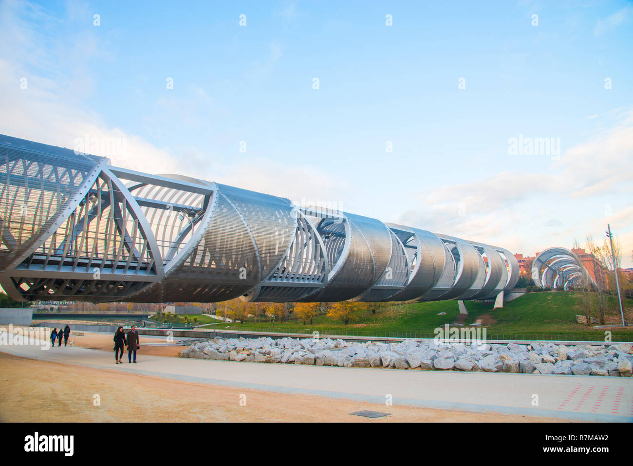 Bridge by Perrault. Madrid Rio park, Madrid, Spain Stock Photo - Alamy