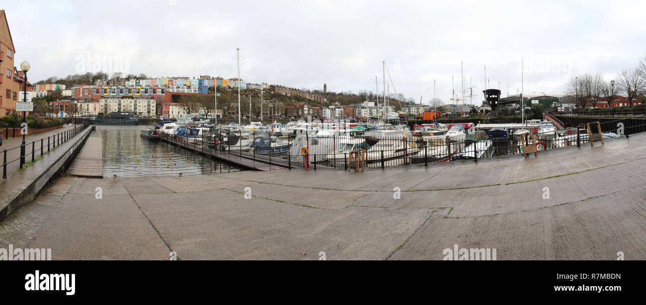 Bristol Marina and Rowing Club, with many docked boats and a paved ...