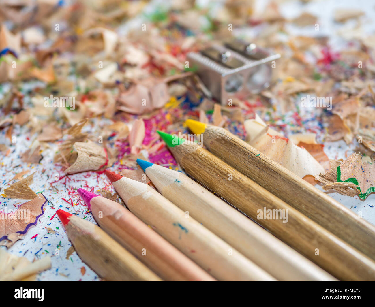 colored sharpened crayons Stock Photo - Alamy