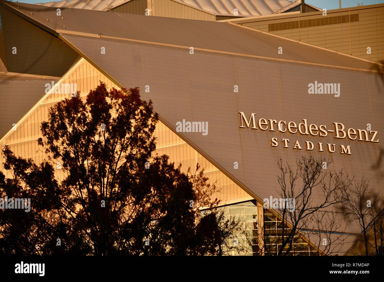 Aerial view Mercedes-Benz Stadium, site football Super Bowl LIII 2019 ...